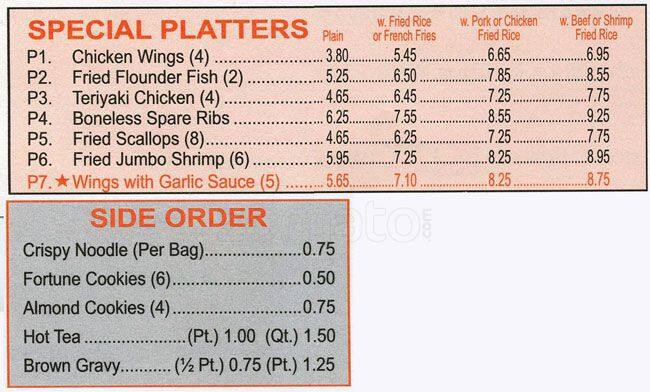 Carta de Moy Fong Restaurant, Filadelfia