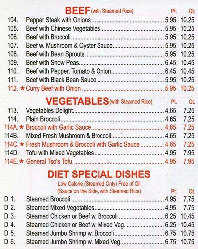 Carta de Moy Fong Restaurant, Filadelfia