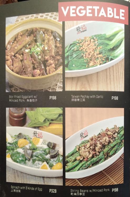 Menu at Fat Fook restaurant, Mandaluyong
