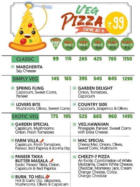 Menu of La Pino'z Pizza, Sector 31, Gurgaon