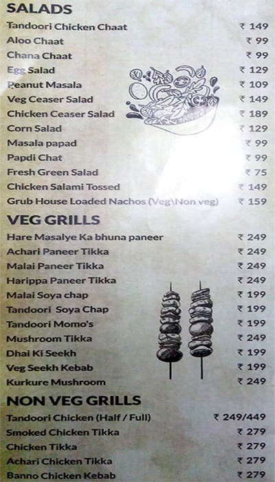 Menu of Grub House By Mad Glad Klub, Marble Market Area, Jammu