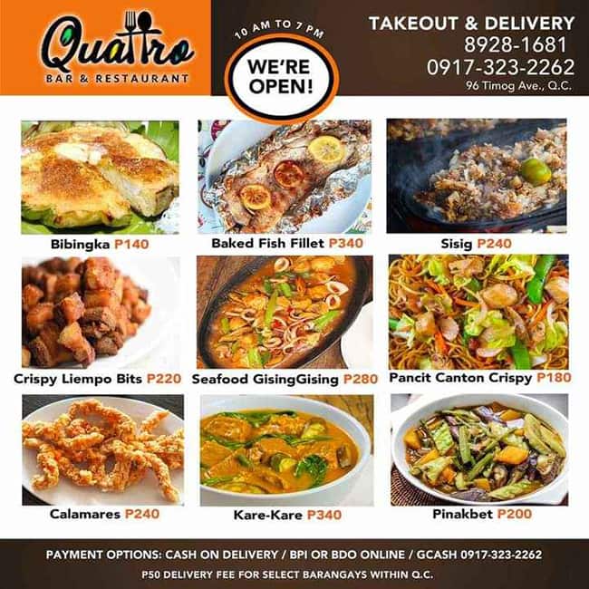 Menu at Quattro Grill, Bar & Restaurant, Quezon City
