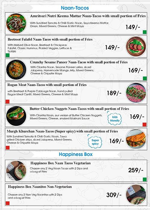 Menu of Super Naan, Gamma 1, Greater Noida