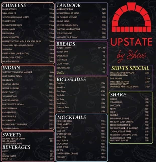 Menu at UPSTATE BY SHIVI, Haridwar