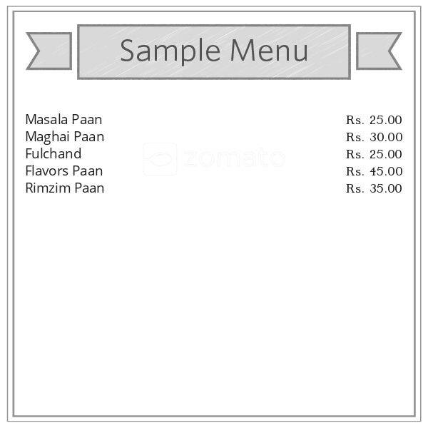 Menu of Sanjay Paan Shop, Lavale, Pune