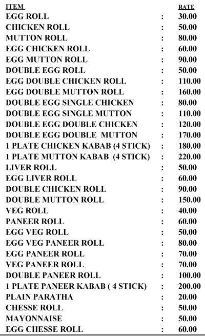 Kusum Rolls Menu, Menu for Kusum Rolls, Park Street Area, Kolkata - Zomato