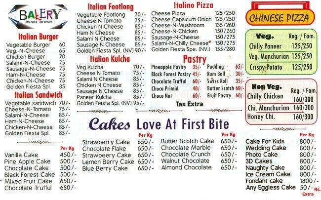 Golden Fiesta Menu, Menu for Golden Fiesta, Lajpat Nagar 2, New Delhi ...