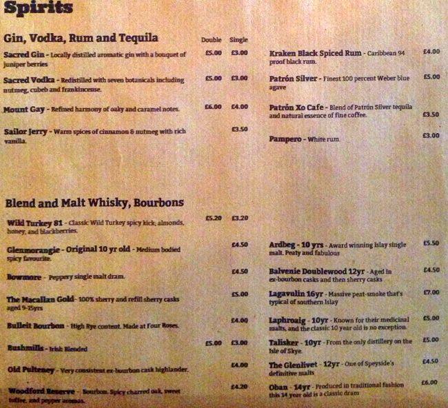 Menu at The Duke's Head pub & bar, London