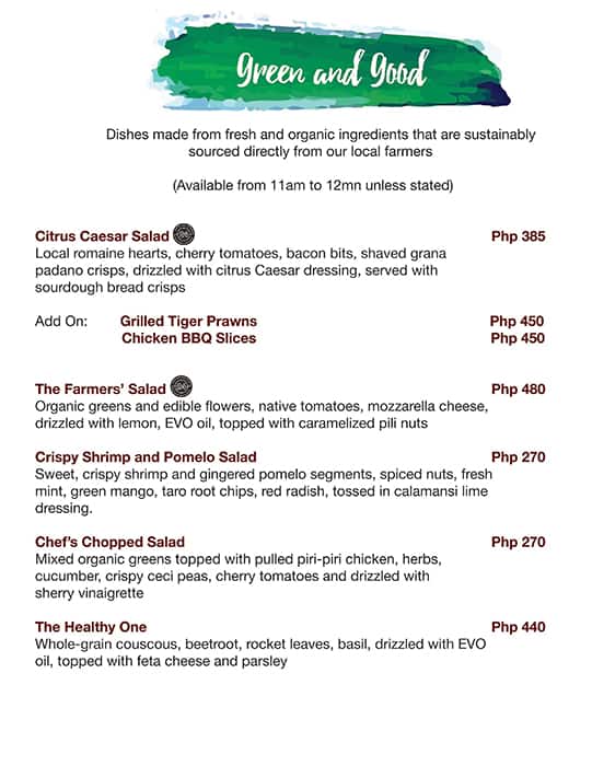 Menu at Latitude Hotel Jen Manila restaurant, Manila