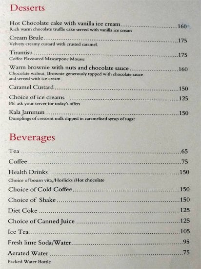Menu at The Bridge - Velvet Clarks Exotica, Zirakpur