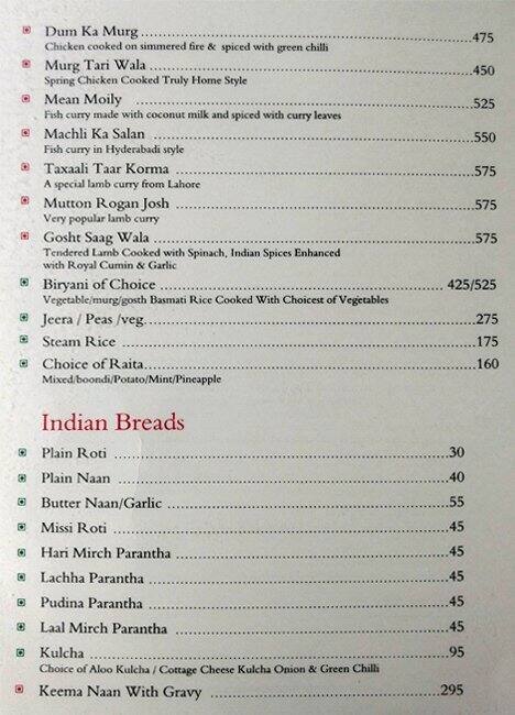 Menu at The Bridge - Velvet Clarks Exotica, Zirakpur