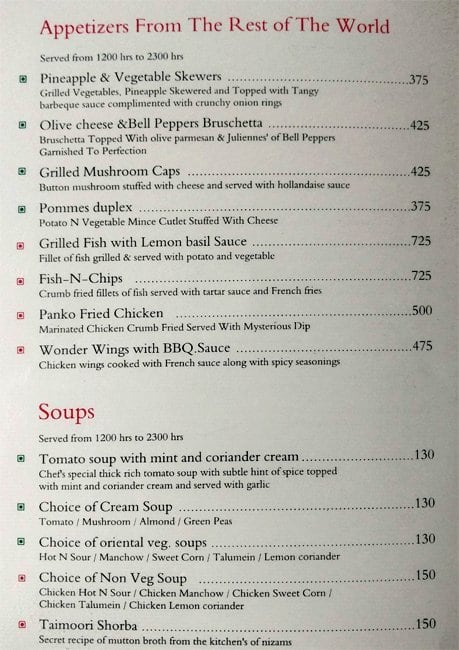 Menu at The Bridge - Velvet Clarks Exotica, Zirakpur