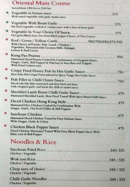 Menu at The Bridge - Velvet Clarks Exotica, Zirakpur