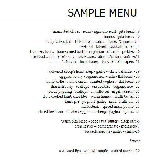 Menu at Southern Hotel Berry restaurant, Berry