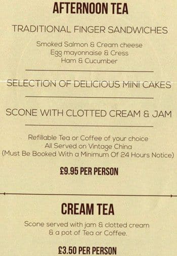 Menu at The Chunky Teapot cafe, Sidcup