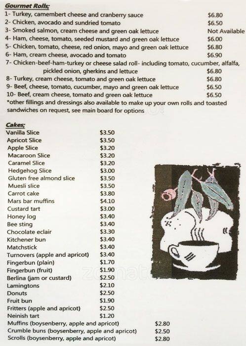 Menu at Meadows Bakery & Tearooms, Meadows