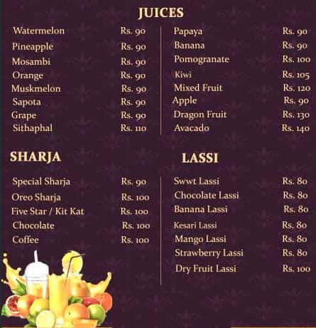 Menu at Little Arabia Mandi, Hyderabad