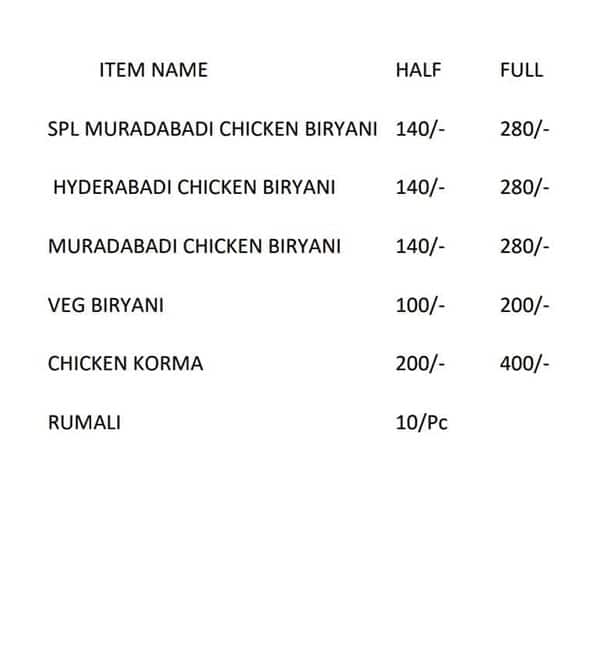 Menu of Anam Chicken Corner, Karol Bagh, New Delhi
