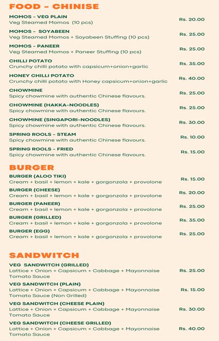 Menu of Sahu Ji Food Point, IP Extension, New Delhi