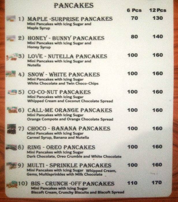 Menu of U N Me Pancakes, Turbhe, Navi Mumbai