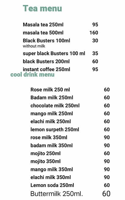 Menu of Tea Boy, Virugambakkam, Chennai
