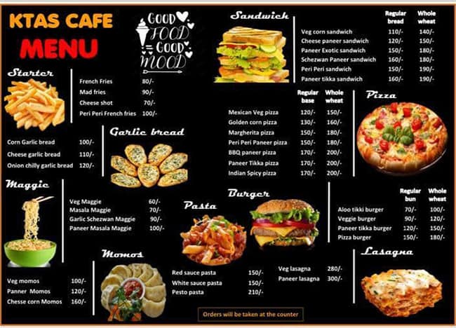 Menu of Ktas Cafe, Ayodhya Nagar, Nagpur