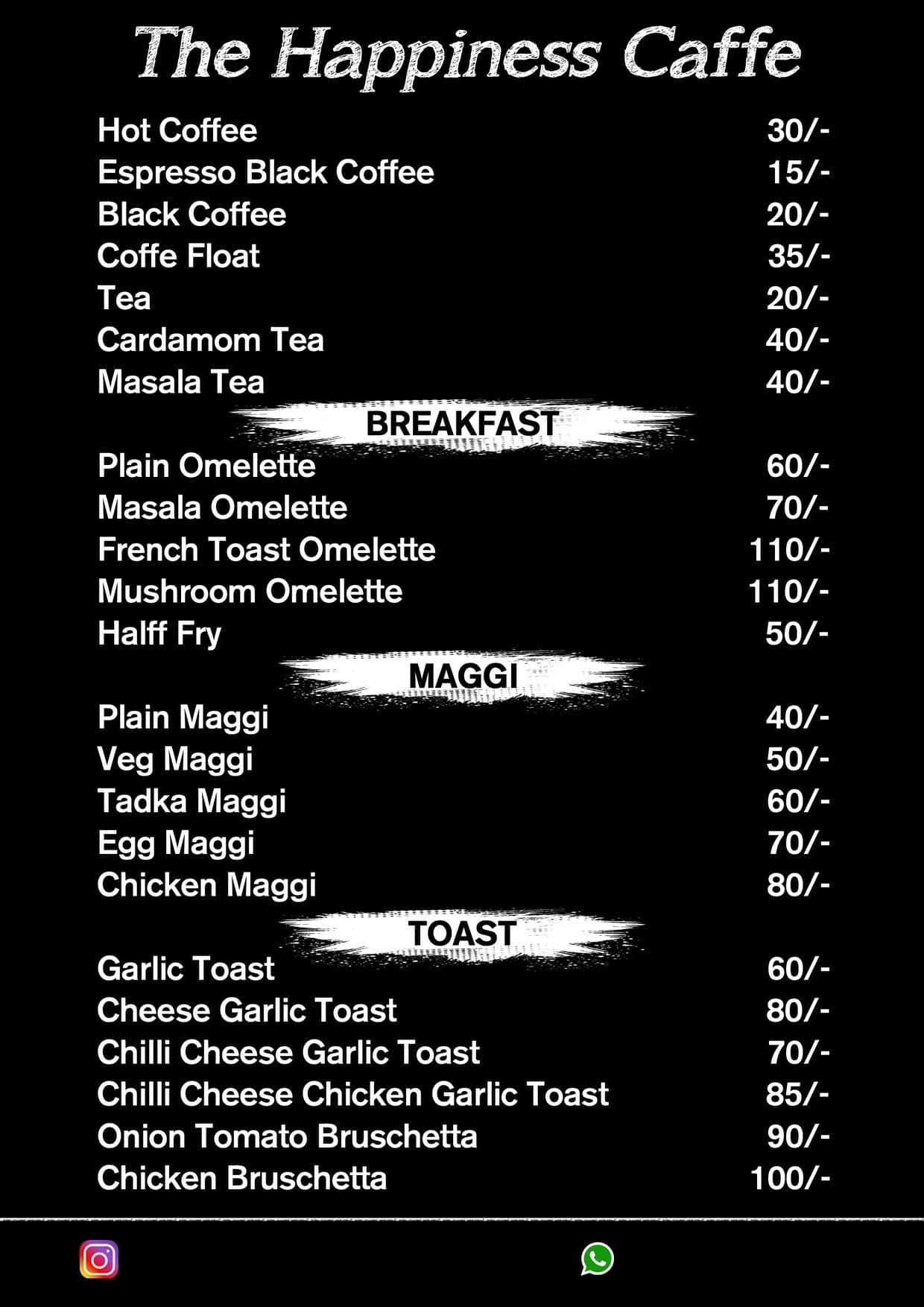 Menu of The Happiness Cafe, Kalyan, Thane
