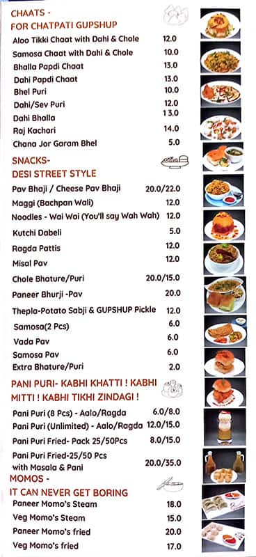 Menu of Gup Shup Chai Pe Cafe, Mankhool, Dubai