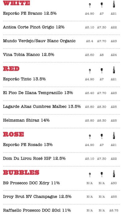Menu at The Old Red Cow pub & bar, London