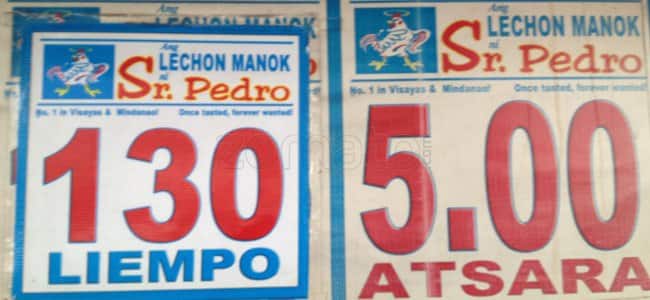 Menu at Sr pedro lechon manok restaurant, Pasay, G2G6+8R9