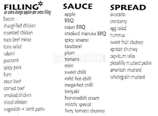 Menu at Knuckle Sandwich, Auckland, 452 Lake Rd