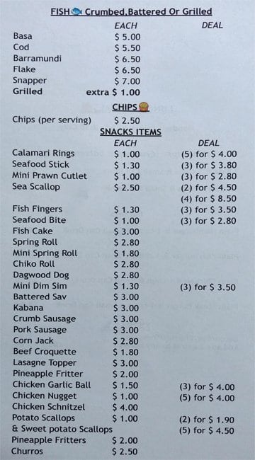 Menu at Fish On Drews restaurant, Loganholme