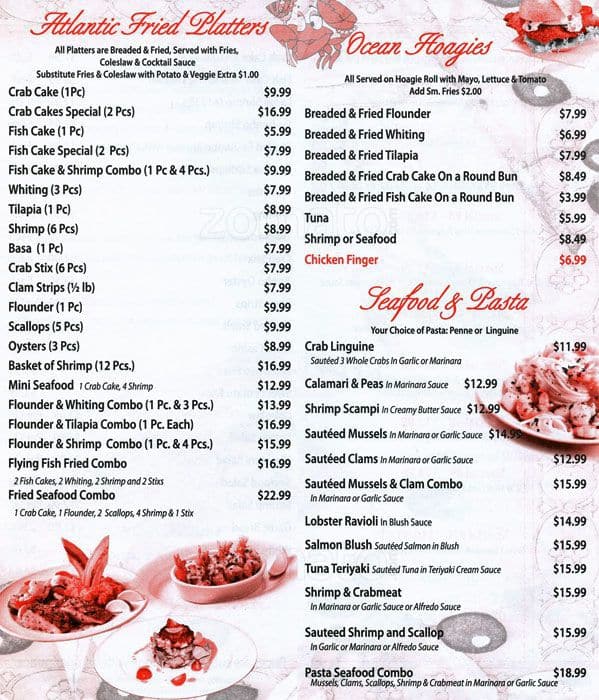 Menu at Flying Fish Seafood restaurant, Philadelphia