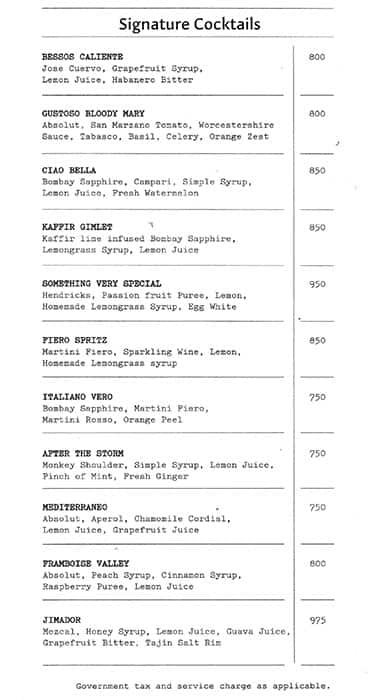 Menu of Gustoso, Khar, Mumbai