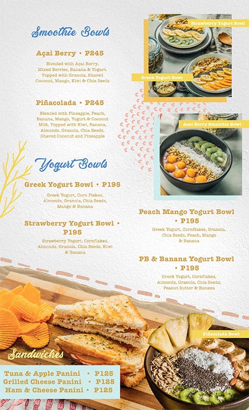 Menu at COOEE cafe, Cebu City
