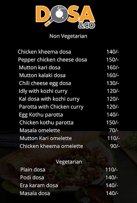 Menu of Dosa & Co, Pallavaram, Chennai