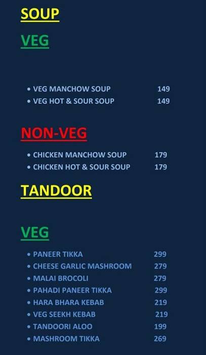 Menu of Talli King, Wakad, Pune