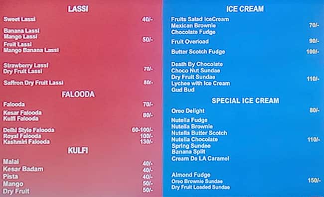 Menu at Lassi Shop, Bengaluru, 432