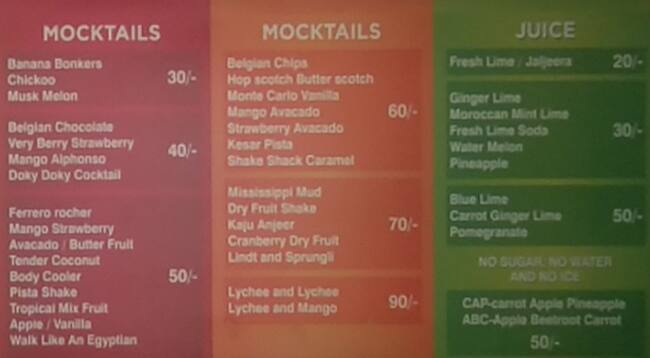 Menu at Lassi shop, Bengaluru, Parijatha Ave