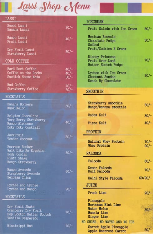 Lassi Shop Menu, Menu for Lassi Shop, Koramangala 4th Block, Bangalore ...