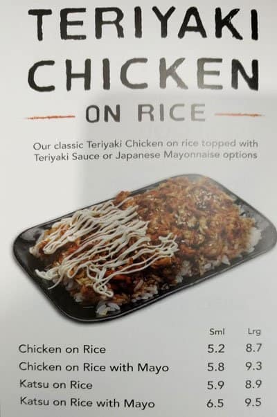 Menu at Bento Bowl cafe, Auckland