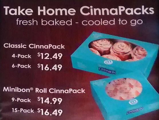 Menu at Cinnabon desserts, Mississauga, S Service Rd