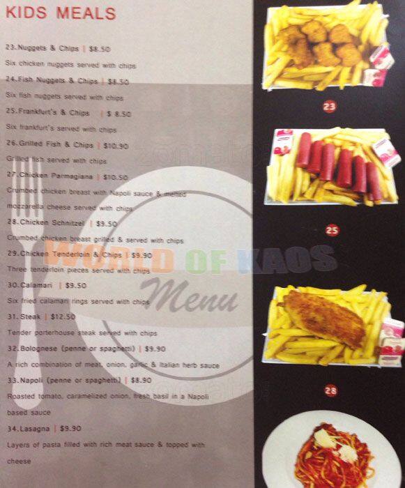 Menu at World of Kaos restaurant, Coolaroo, 3/2-10 Reservoir Dr