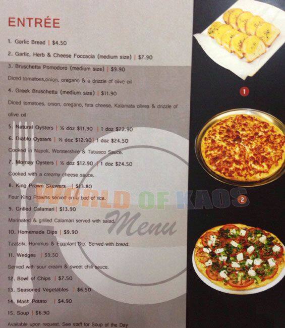 Menu at World of Kaos restaurant, Coolaroo, 3/2-10 Reservoir Dr