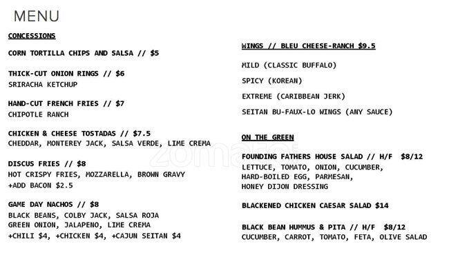 Menu at Founding Fathers Sports Bar & Grill, Philadelphia