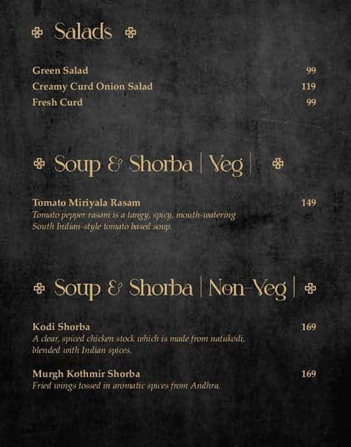 Menu of Ohri's Uppu, Banjara Hills, Hyderabad