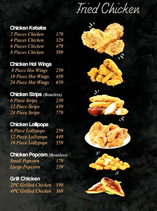 Menu at Fried Wings, Hyderabad, PJR Stadium Ln