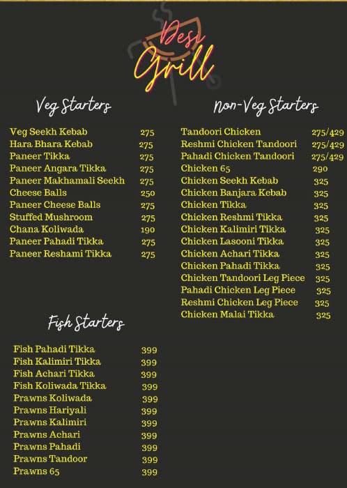 Menu of Desi Grill, Andheri Lokhandwala, Andheri West, Mumbai