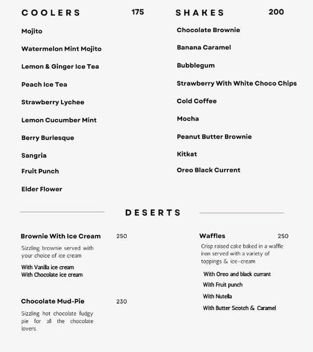 Menu at Koala Krunch, New Delhi