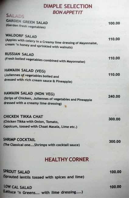 Menu at Dimple Restaurant, Visakhapatnam